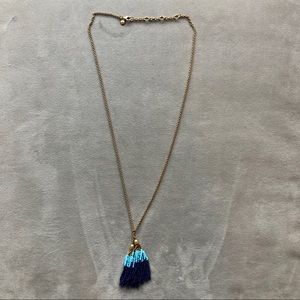 J. Crew | Jewelry | J Crew Long Blue And Gold Tassel Necklace | Poshmark
